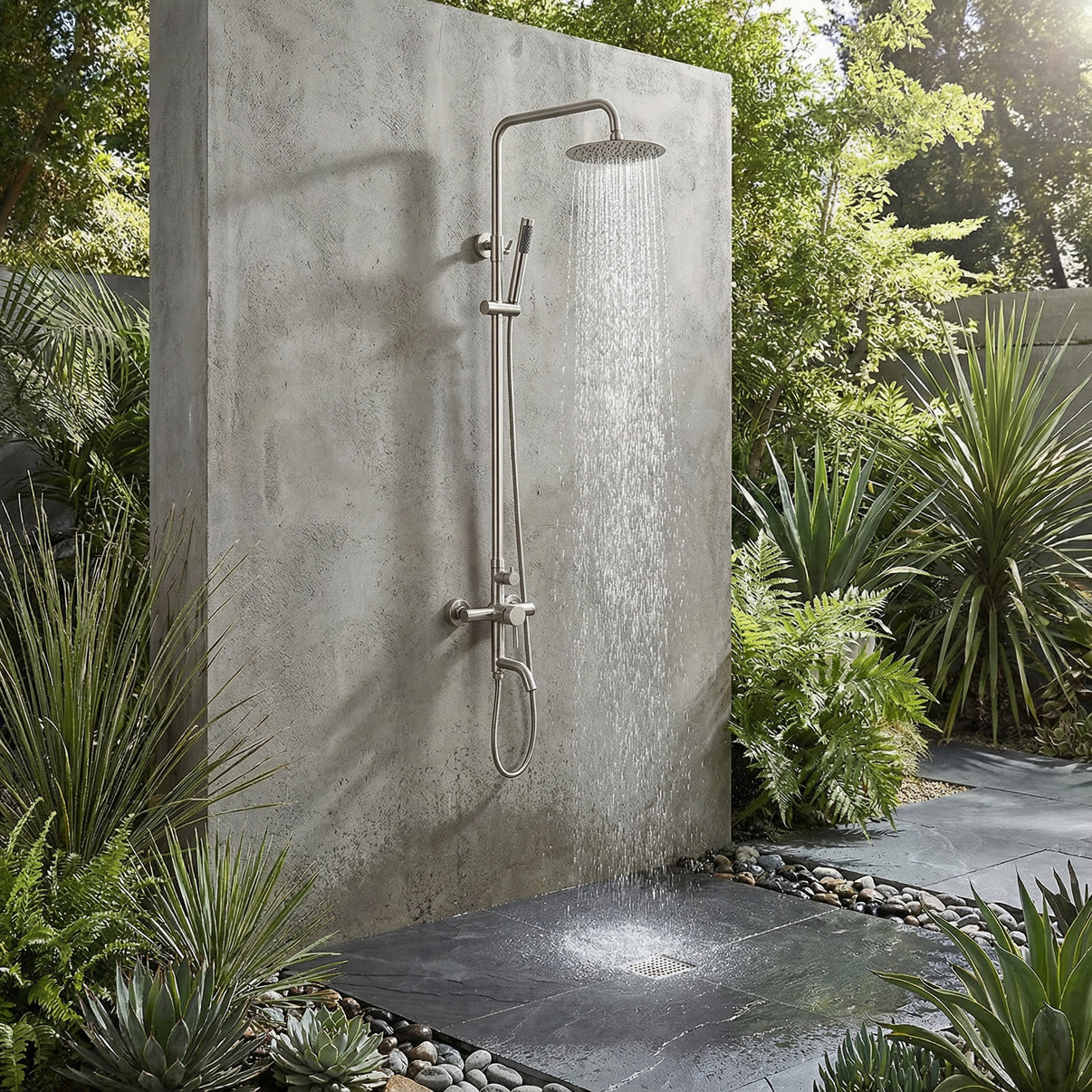 Keoni Triple Function Stainless Steel Outdoor Shower - Brushed ...