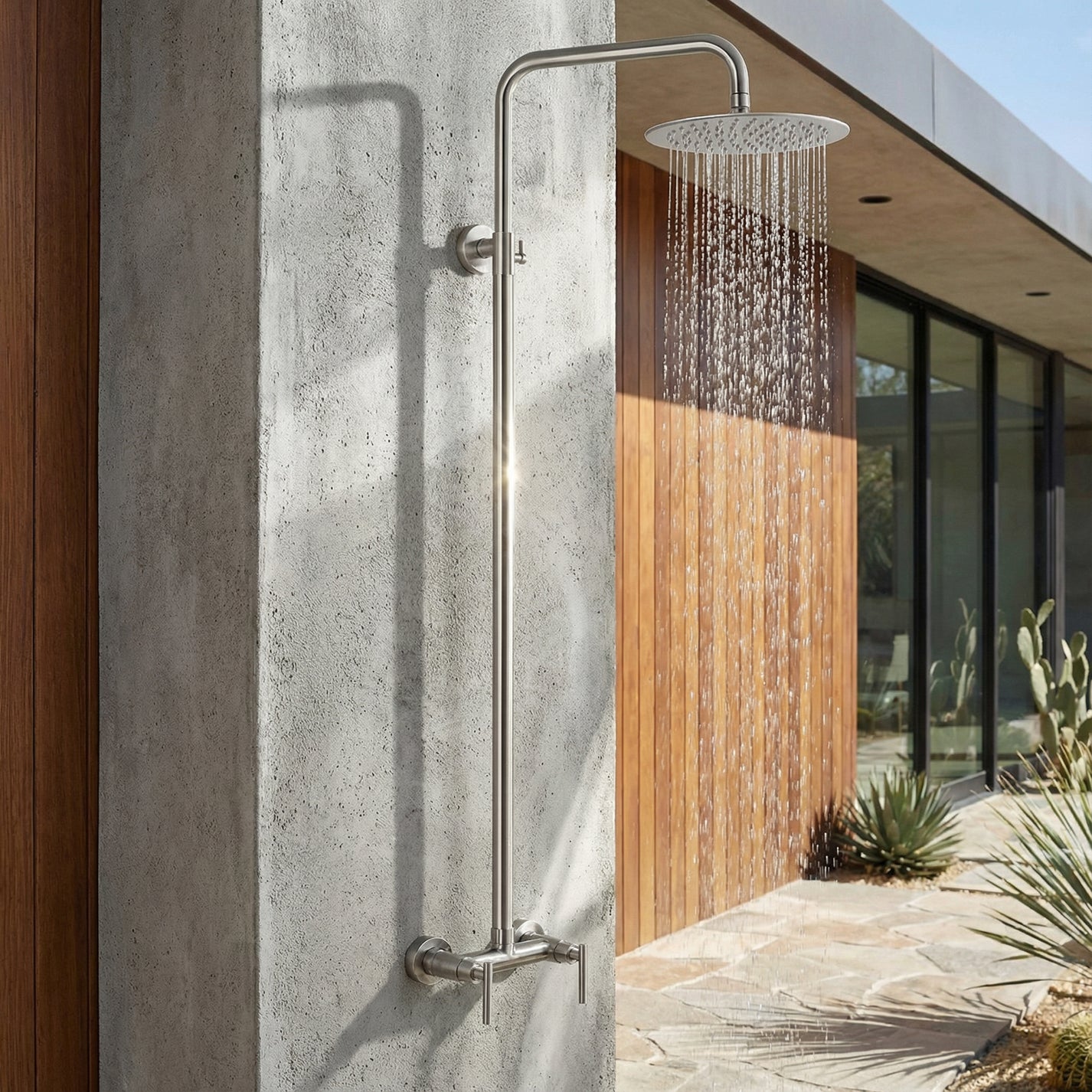 Lunetta Single Function Stainless Steel Outdoor Shower - Brushed ...