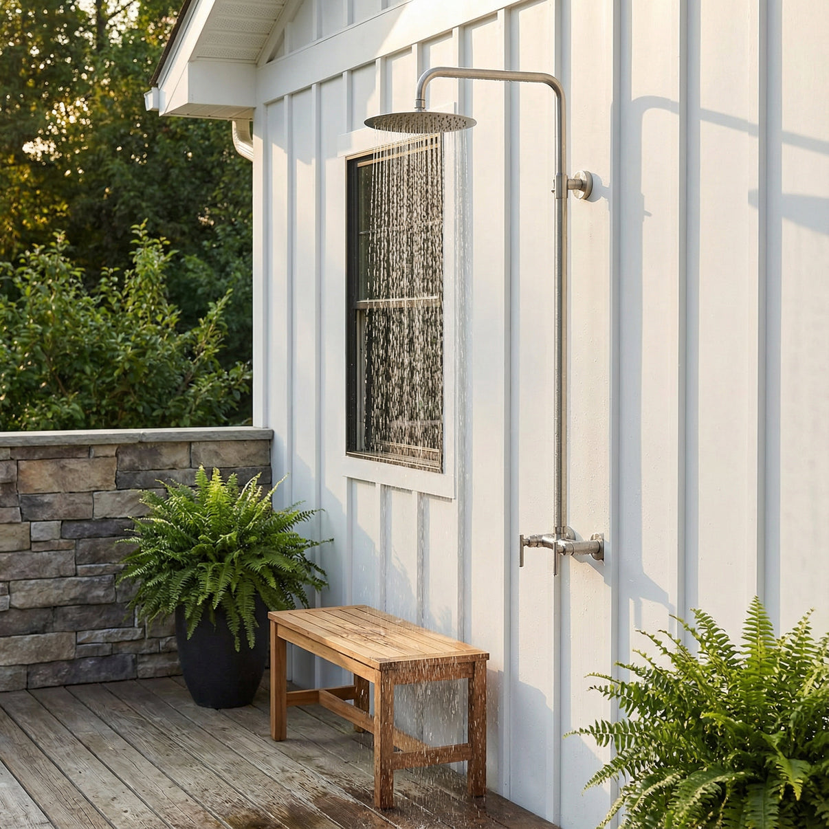Lunetta Single Function Stainless Steel Outdoor Shower - Brushed ...
