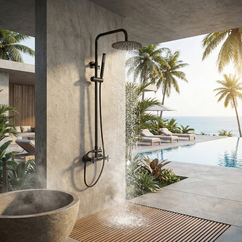 Monti Dual Function Stainless Steel Outdoor Shower - Matte Black ...