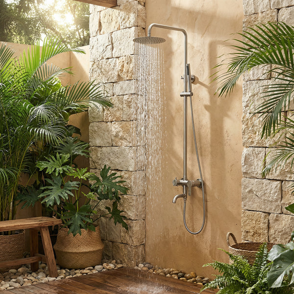Katori Triple Function Stainless Steel Outdoor Shower - Brushed ...